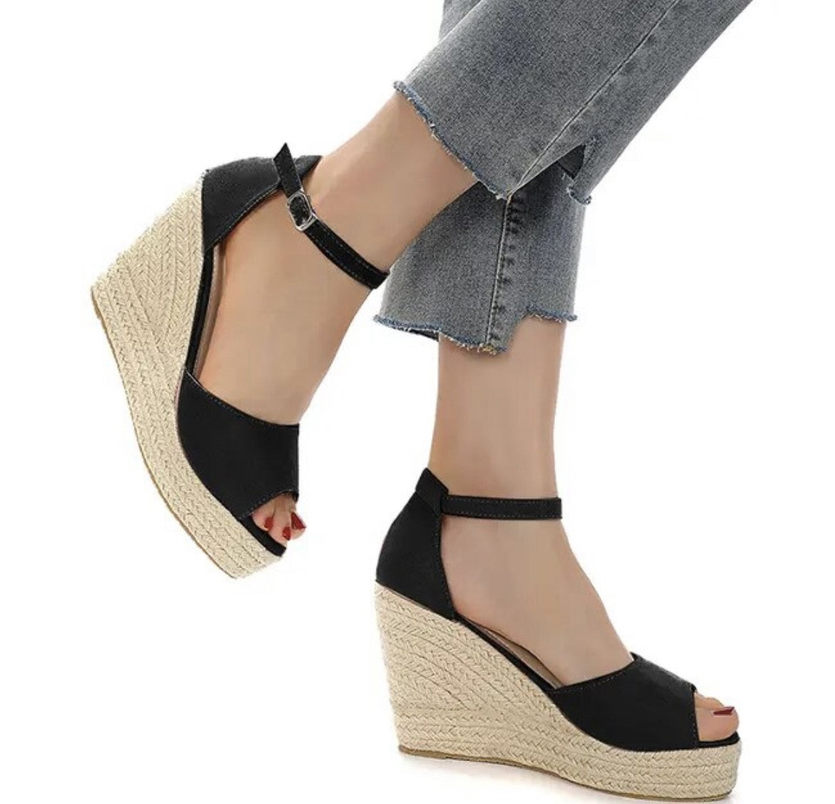 Eliza Wedge Shoes Black UK Size 1 IN STOCK – Petite Little Feet
